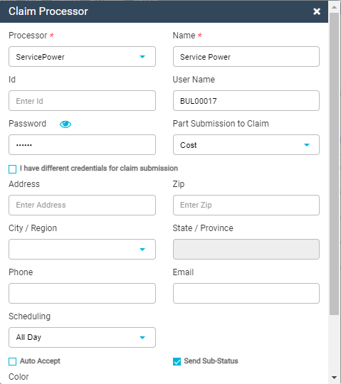 Claim Processors Setup