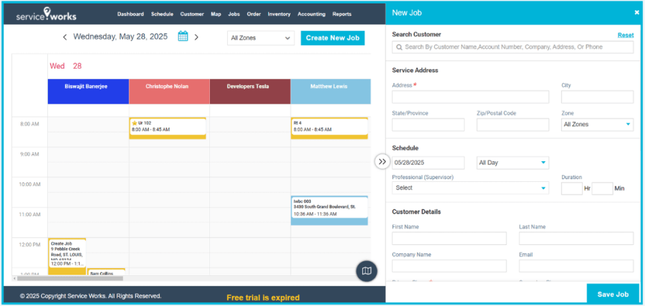 Create Job from Schedule Board